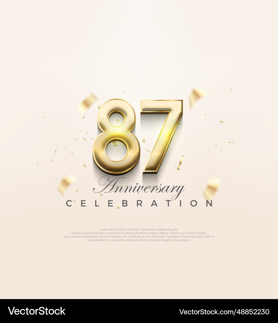 Modern gold 87th anniversary premium design Vector Image