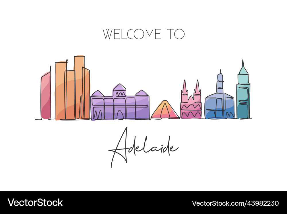 One single line drawing adelaide city skyline Vector Image