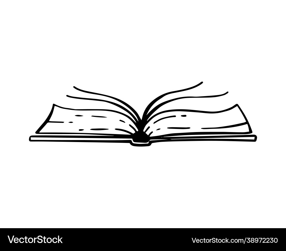 Open book is a sketch on white isolated Royalty Free Vector