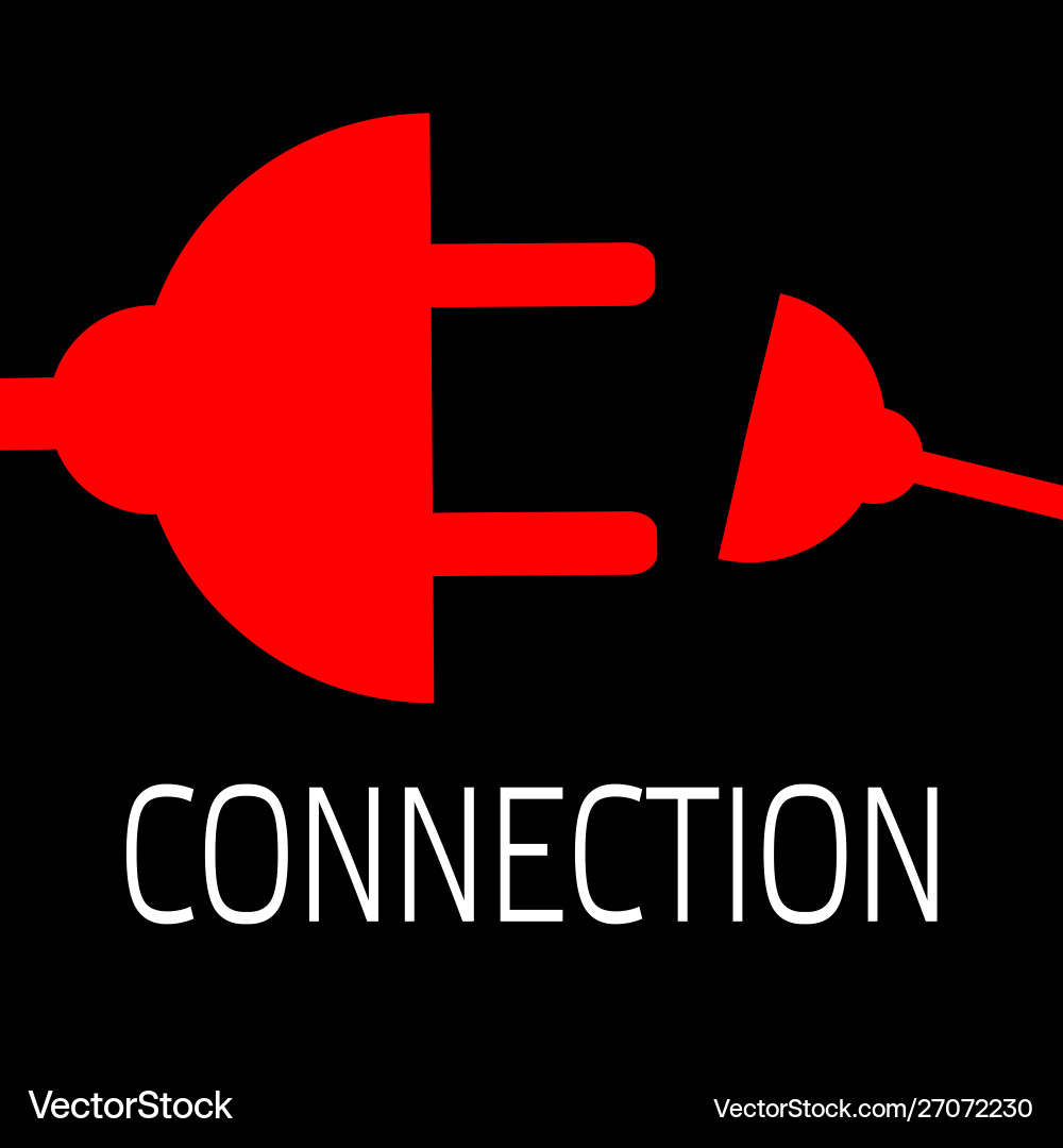 Red power plug on black background Royalty Free Vector Image