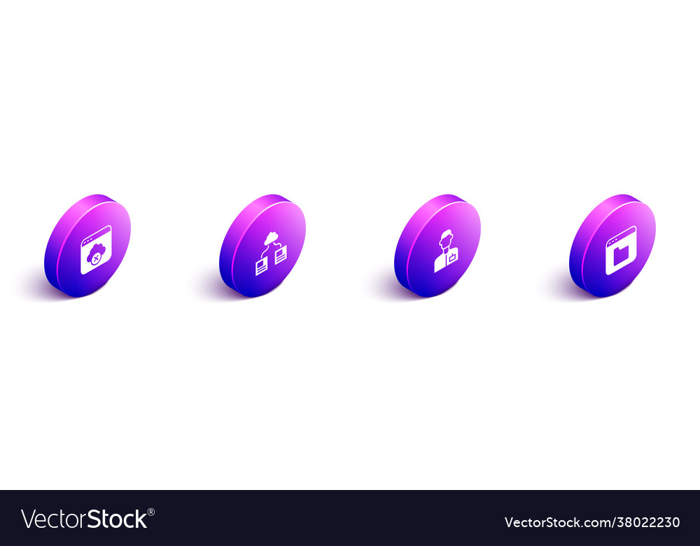 Set isometric failed access cloud storage cloud Vector Image