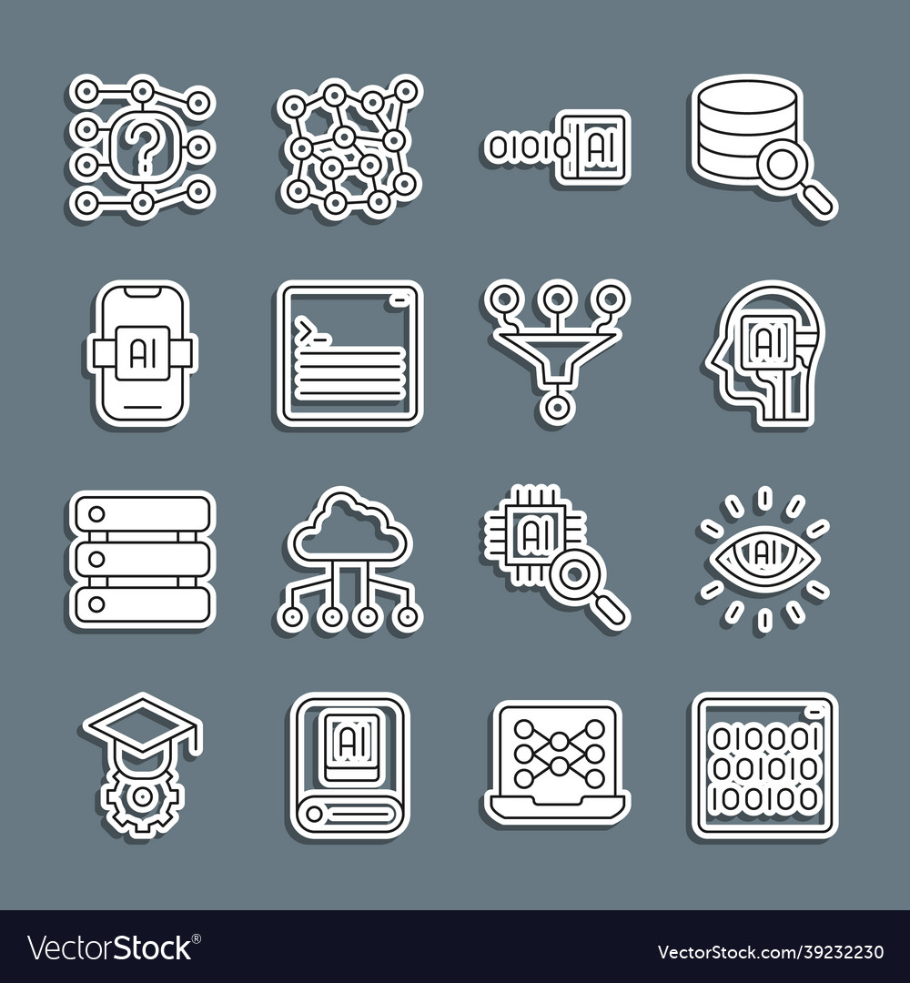 Set line binary code artificial intelligence ai Vector Image Set line binary code artificial intelligence ai Vector Image