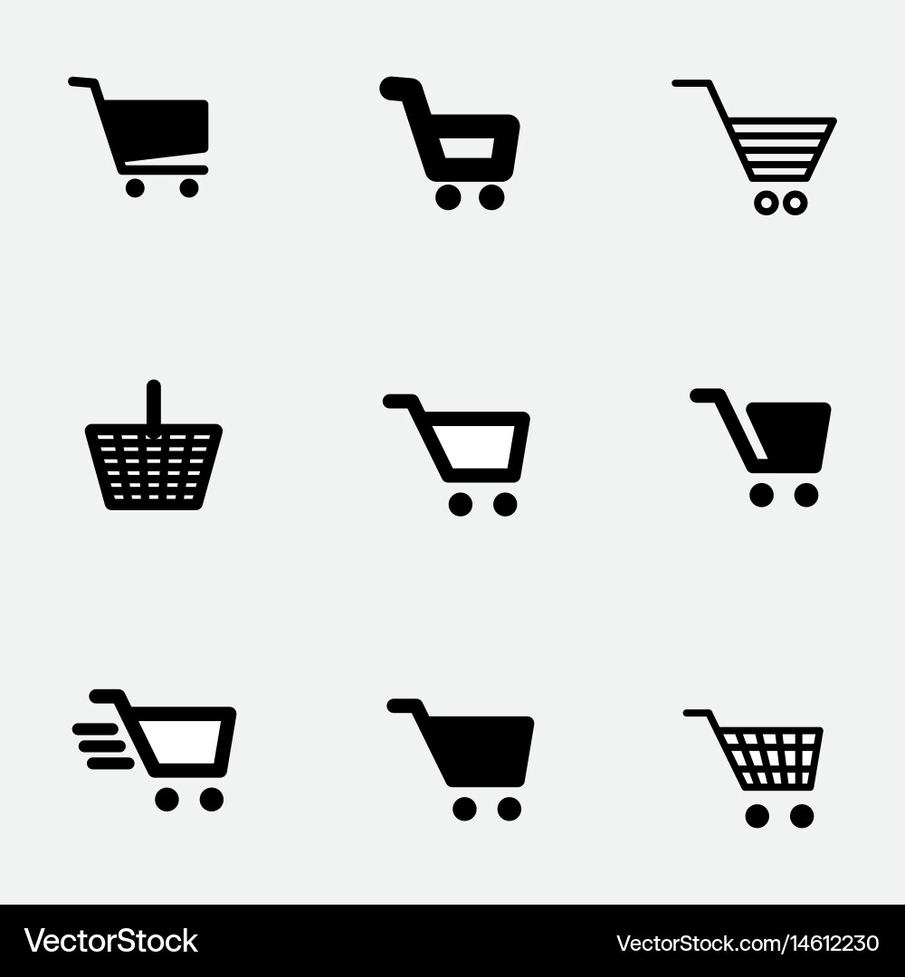 Shopping cart icon set isolated Royalty Free Vector Image