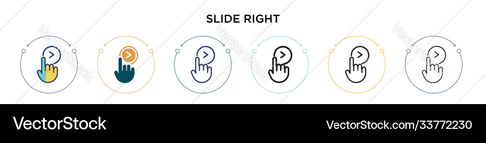 Slide right icon in filled thin line outline Vector Image
