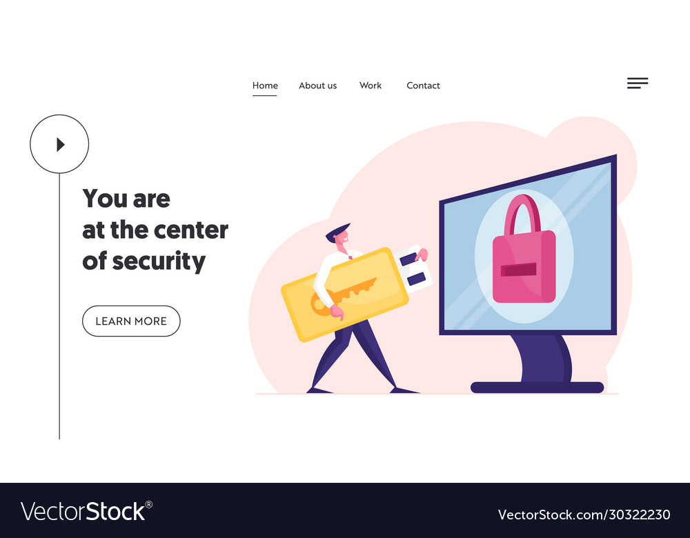 Web security landing page template business man Vector Image