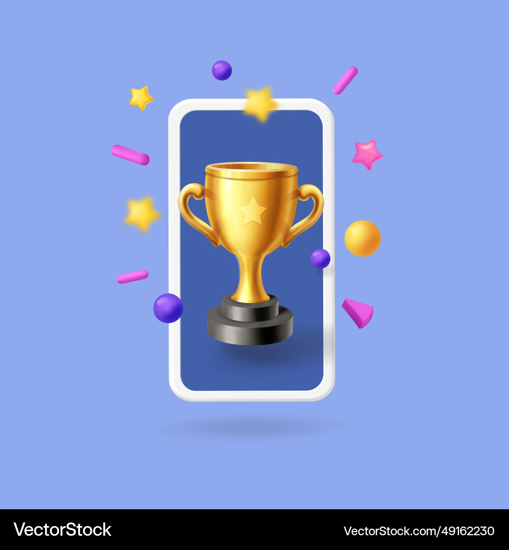 Winner cup on smartphone online award Royalty Free Vector