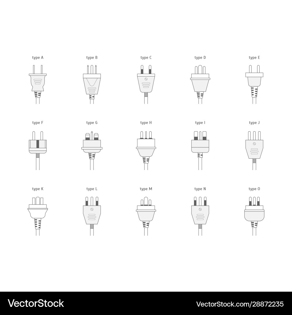 Electric outlet signs black thin line icon set Vector Image