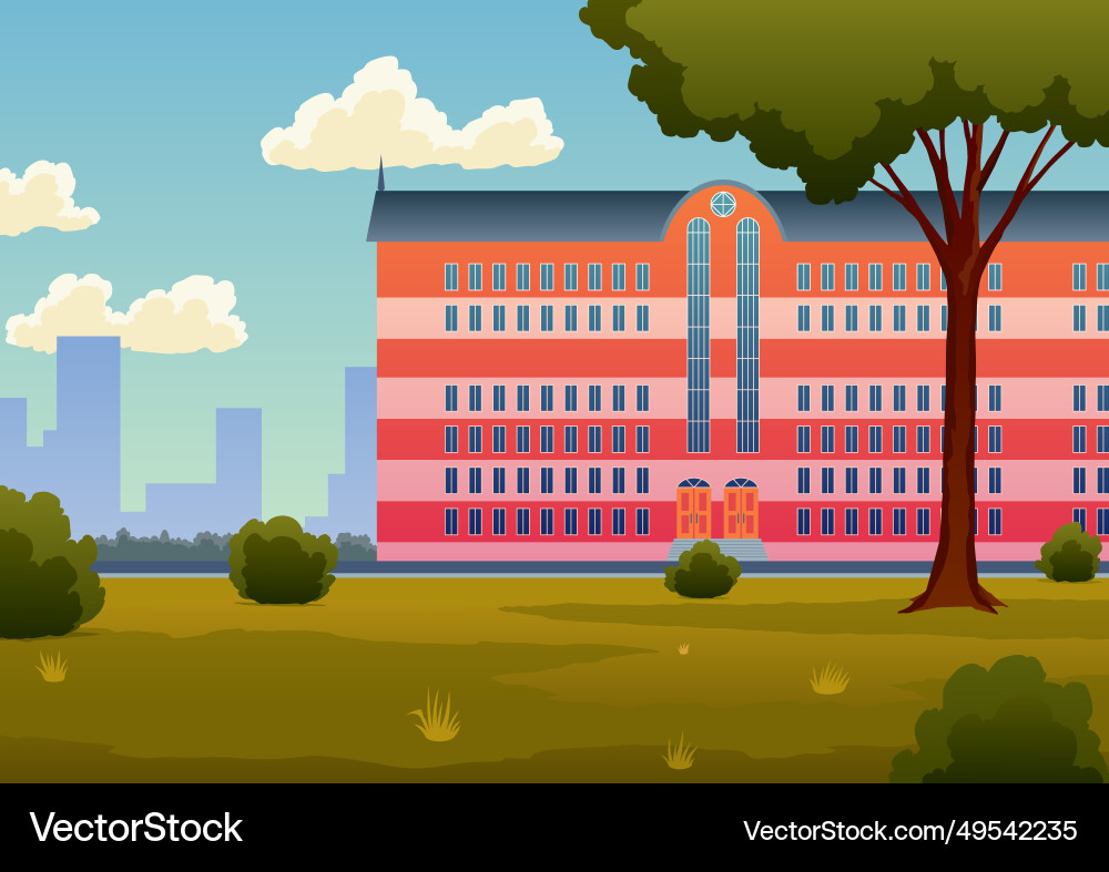 High school facade urban landscape background Vector Image