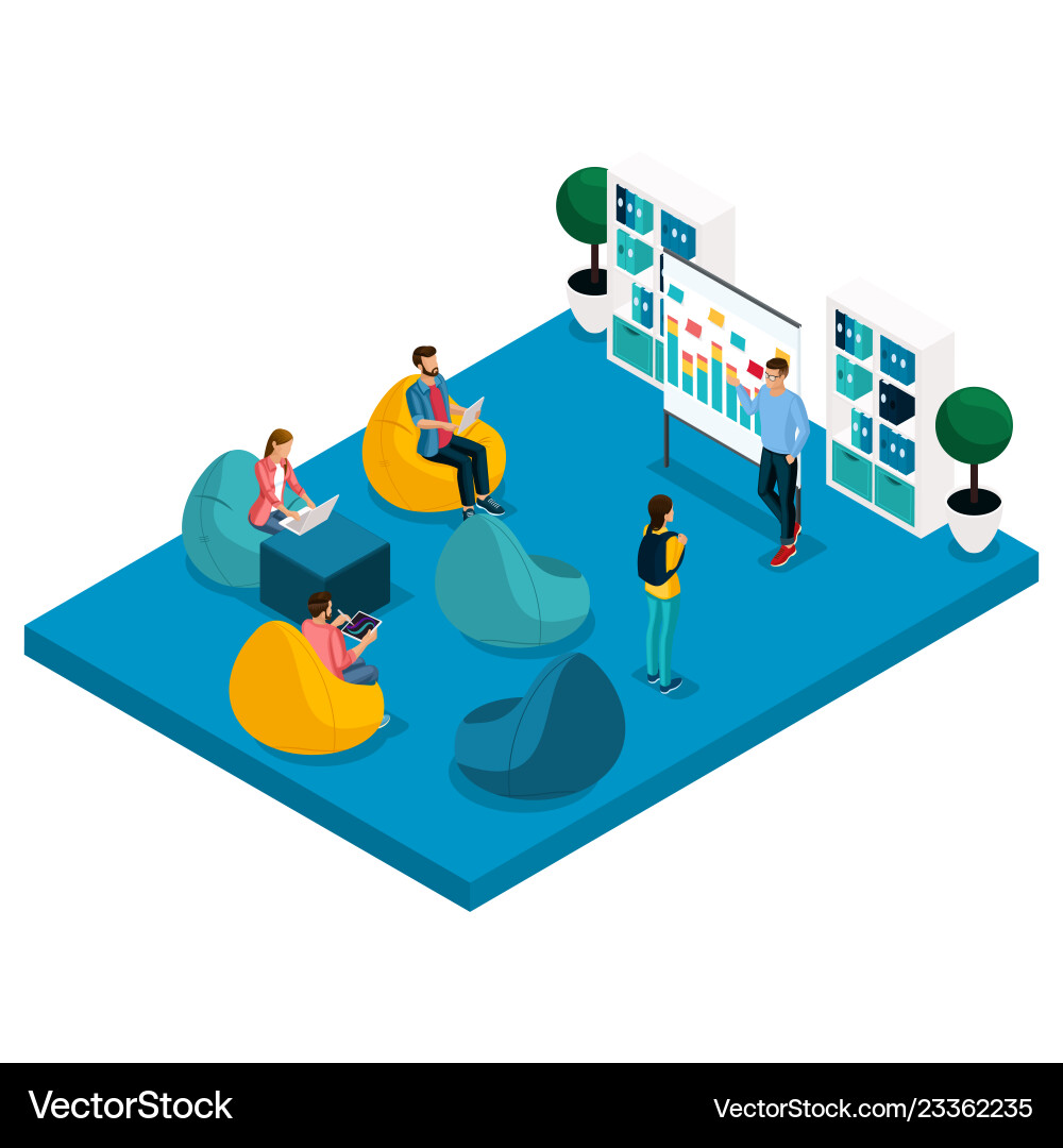 Isometric concept coworking center Royalty Free Vector Image