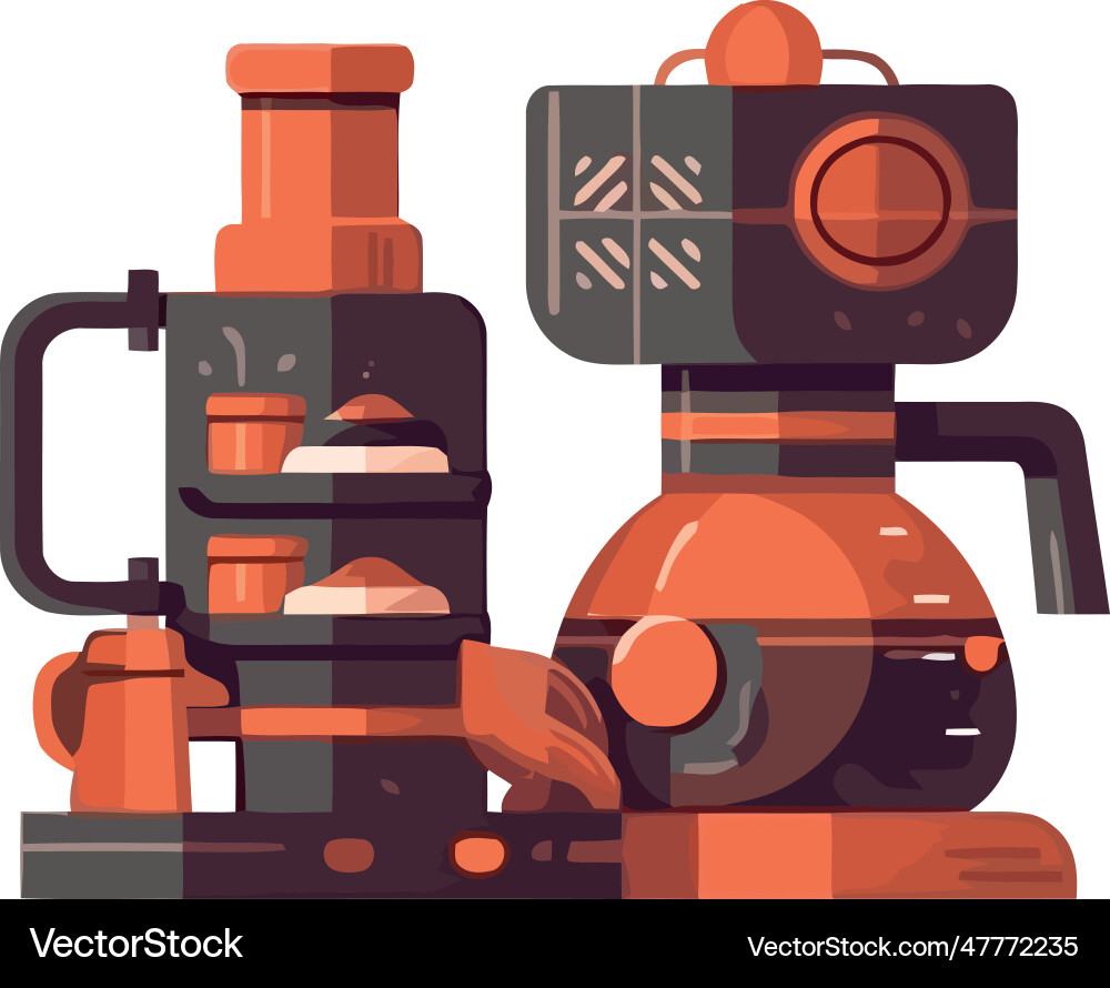 Modern design of a coffee maker and mug Royalty Free Vector
