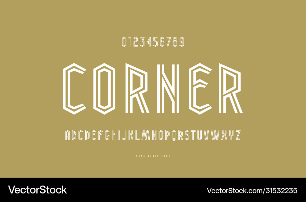 Narrow striped sans serif font Royalty Free Vector Image