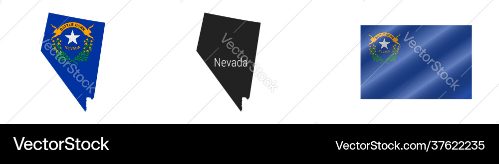 Nevada us state detailed flag map detailed Vector Image