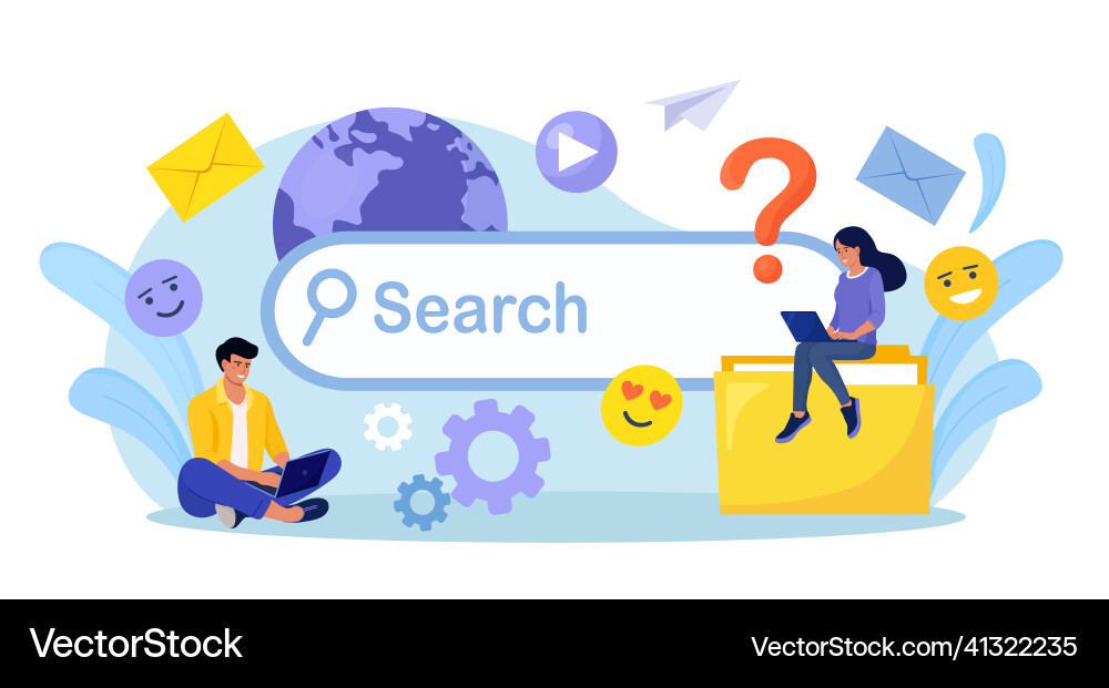 People use search bar searching information Vector Image
