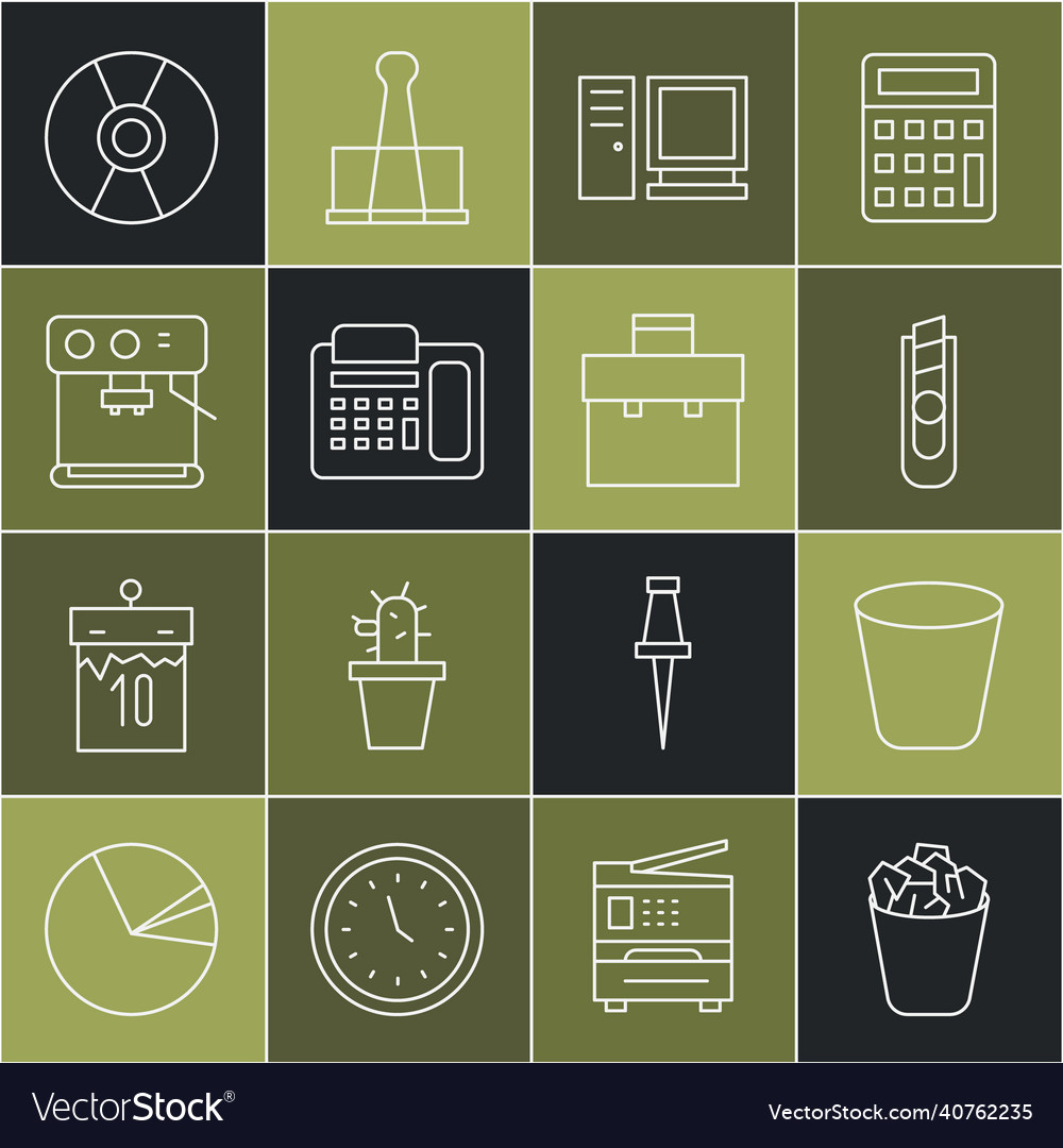 Set line full trash can trash stationery knife Vector Image Set line full trash can trash stationery knife Vector Image