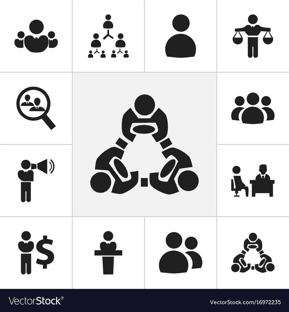 Set of 12 editable team icons includes symbols Vector Image