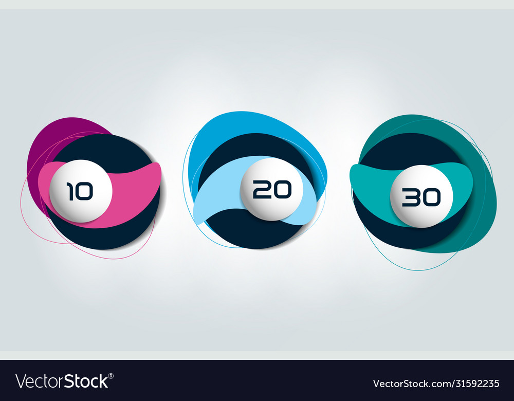 Three steps elements bubble chart scheme diagram Vector Image