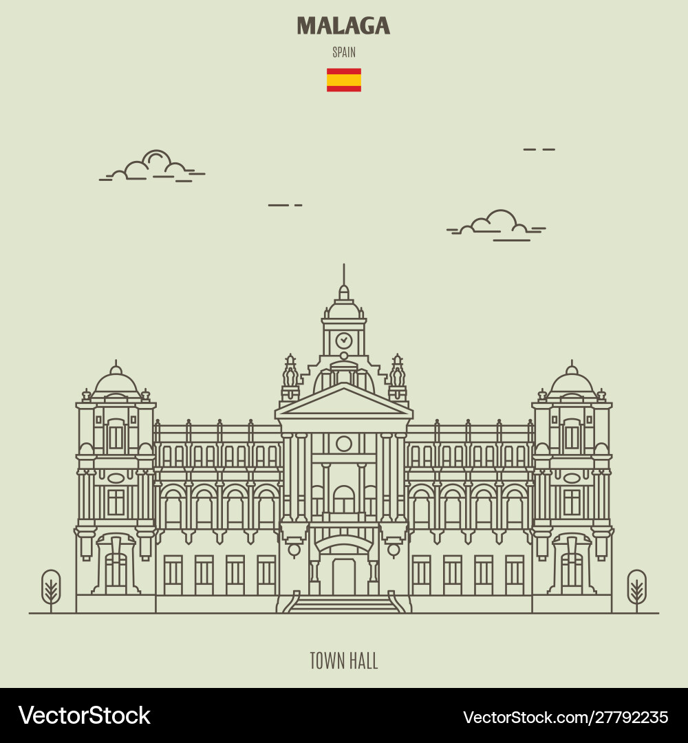 Town halll in malaga spain Royalty Free Vector Image