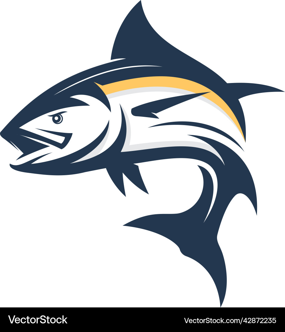 Tuna fish fishing template Royalty Free Vector Image
