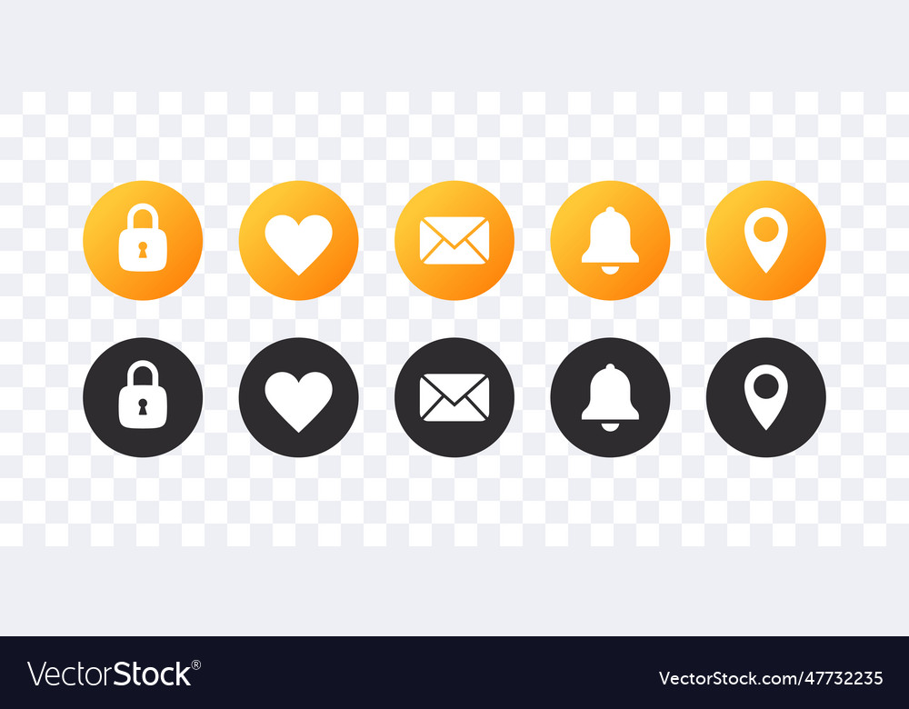 Website functional icons notification Royalty Free Vector
