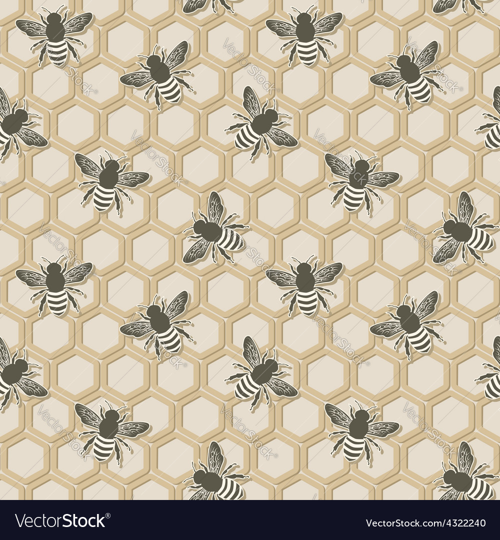 Bee seamless pattern Royalty Free Vector Image