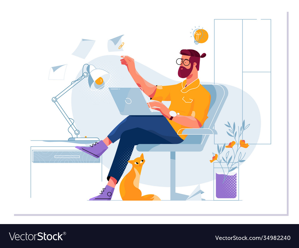 Concept a freelancer working Royalty Free Vector Image