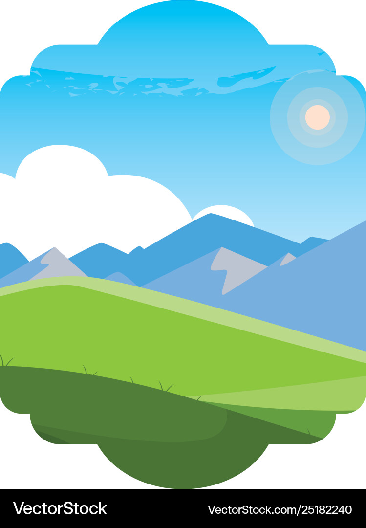 Field camp and mountains landscape scene Vector Image