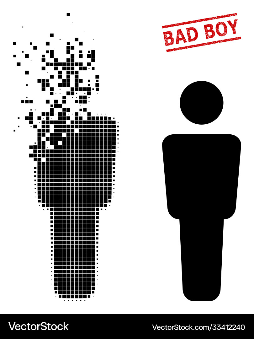 Fractured pixel man alone icon and textured bad Vector Image