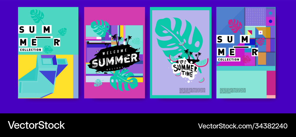 Geometric memphis summer collection poster design Vector Image