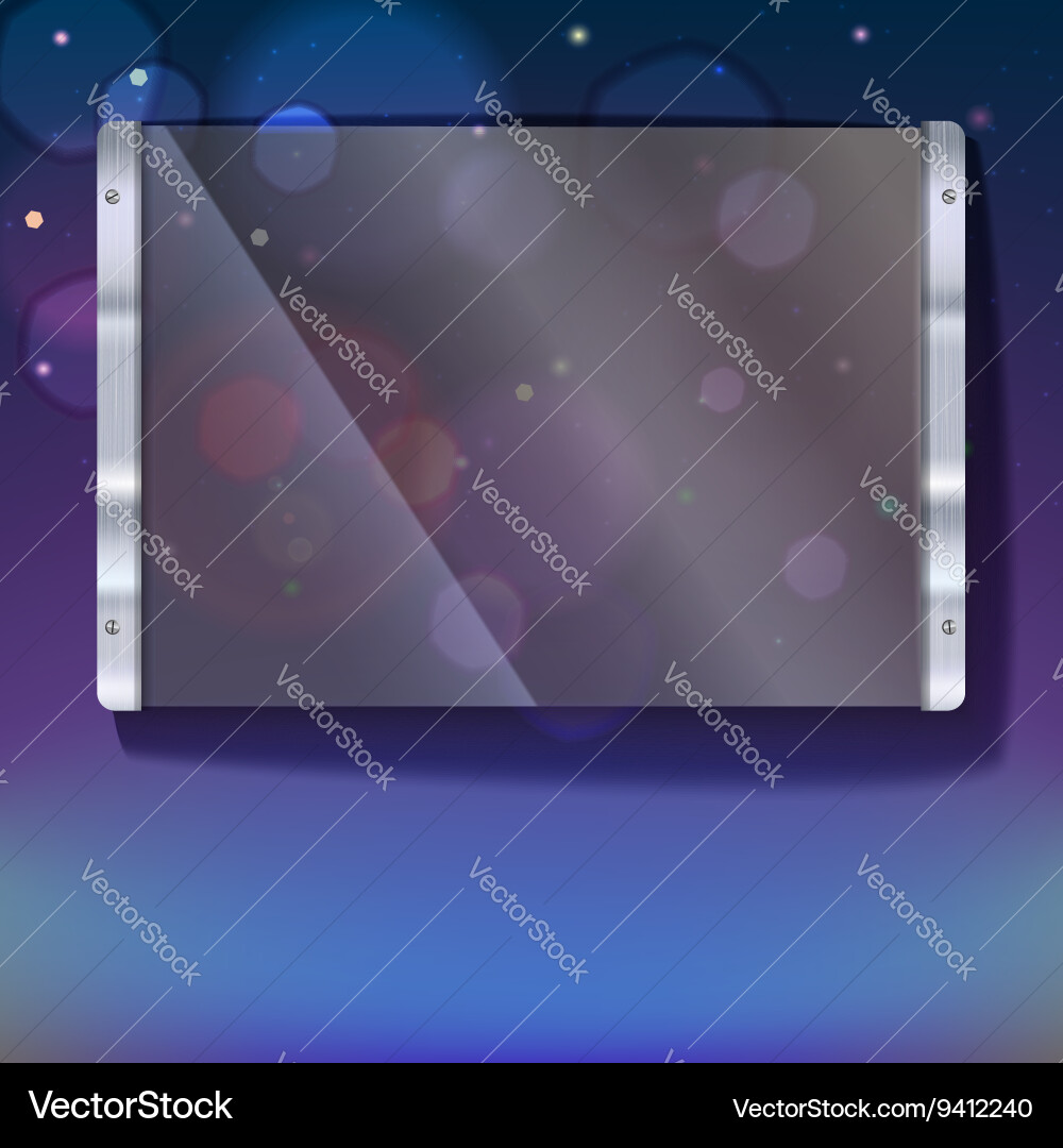 Glass plate with metal frame Royalty Free Vector Image