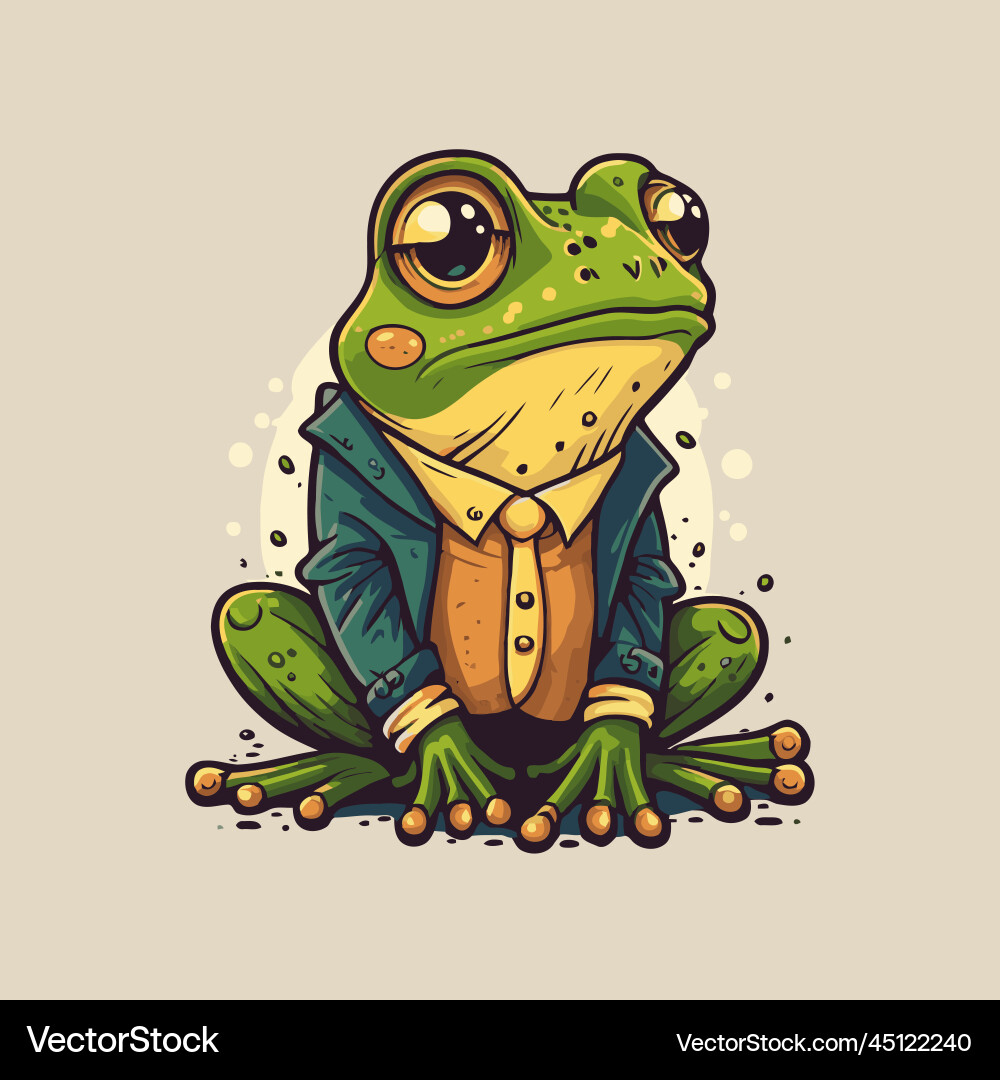 Green frog character logo mascot design Royalty Free Vector