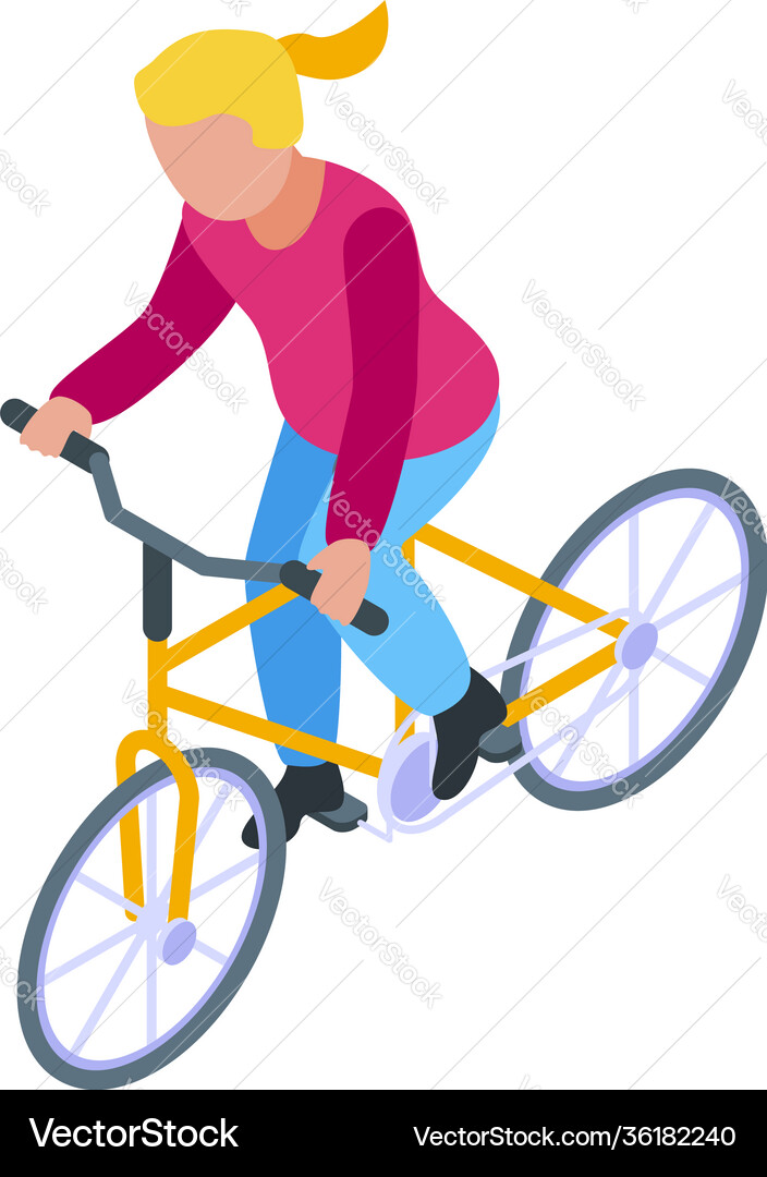 Happy kid cycling icon isometric style Royalty Free Vector