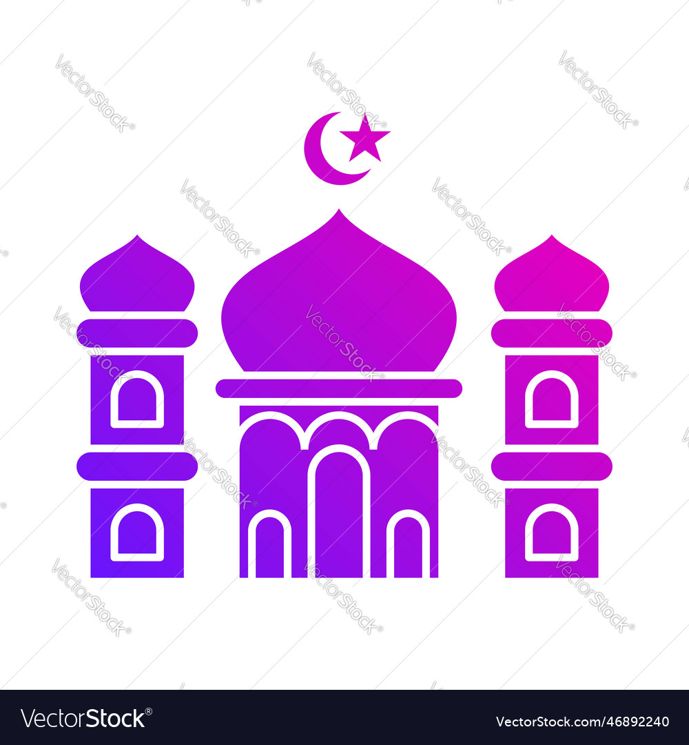 Islamic mosque gradient icon button Royalty Free Vector