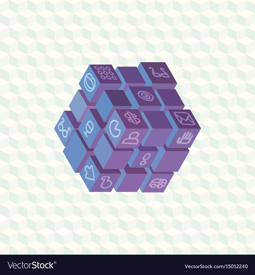 Isometric Projection Infographic Array Of Cubes Vector Image