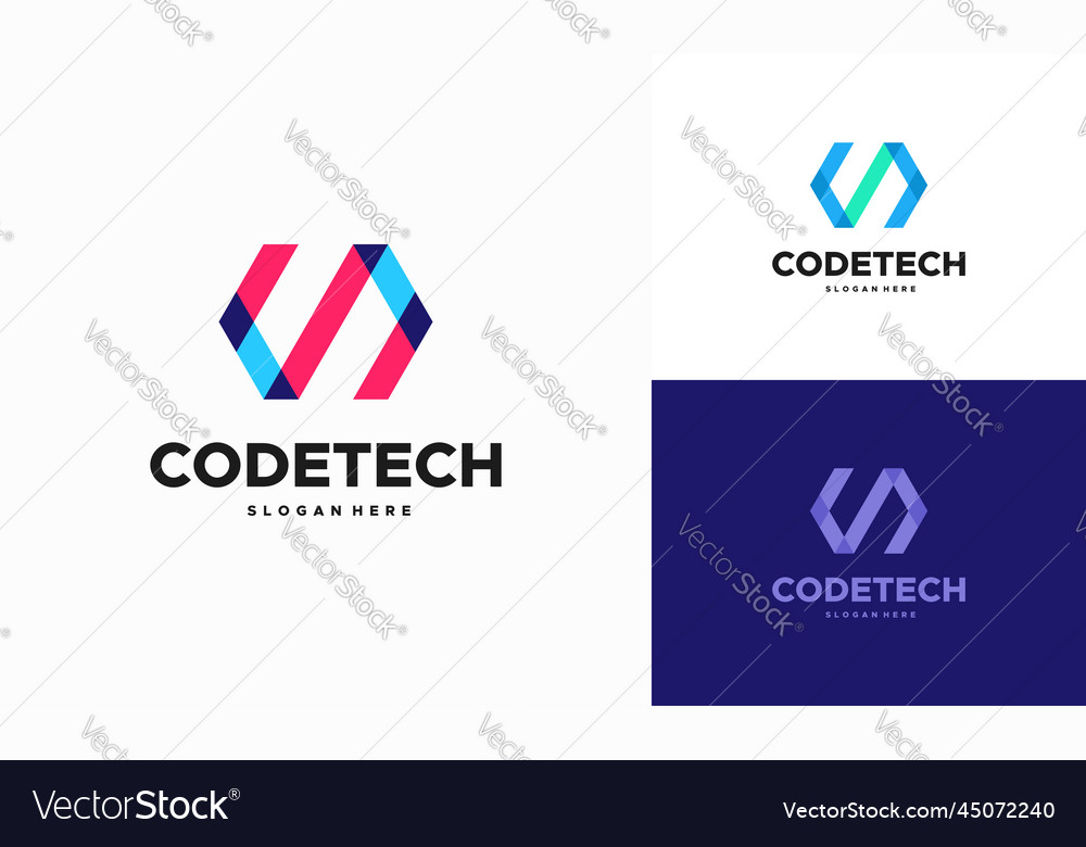Modern coding logo designs concept programmer Vector Image