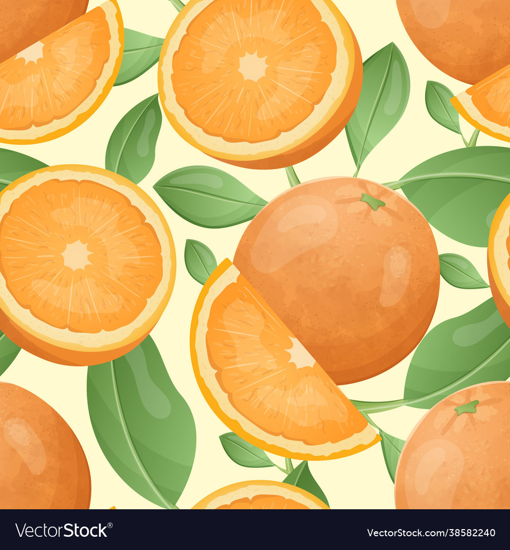 Seamless citrus fruit pattern halves and slices Vector Image