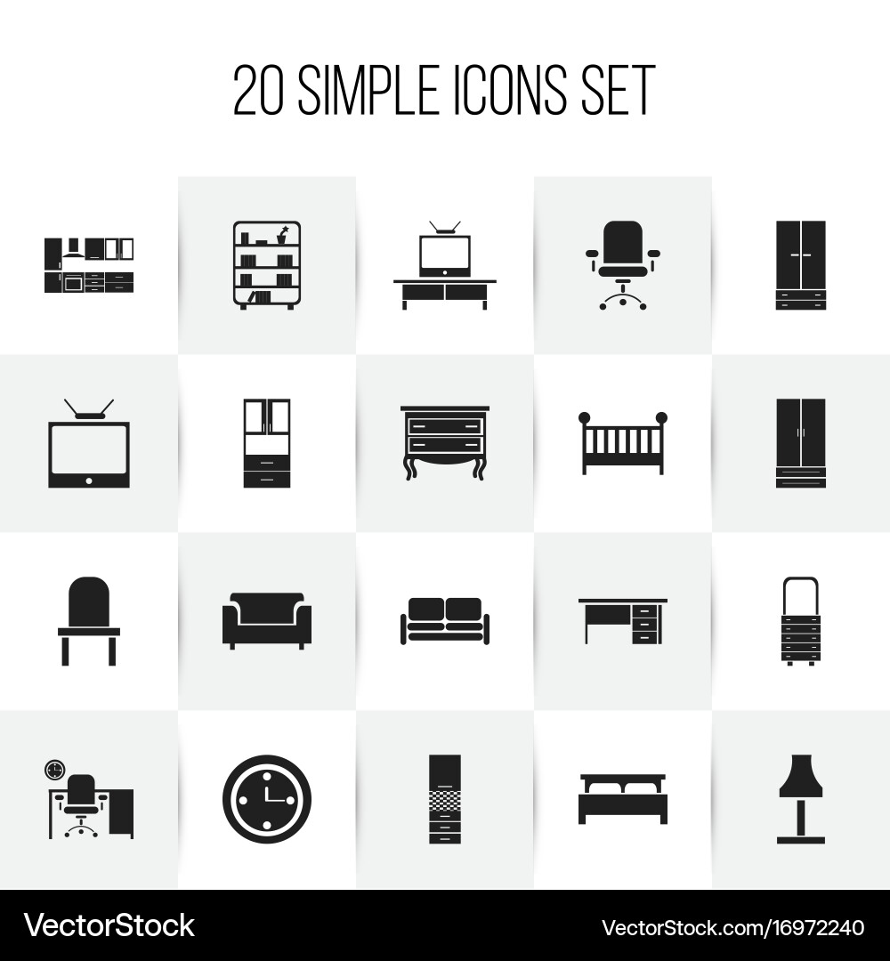 Set of 20 editable interior icons includes Vector Image