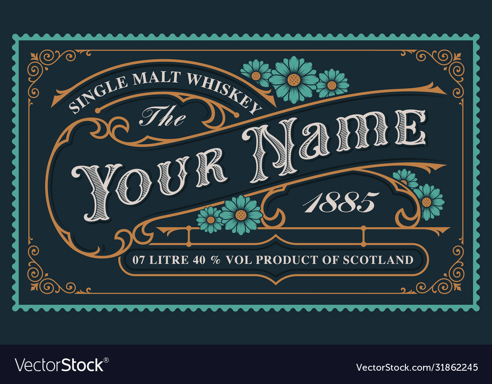 A Vintage Whiskey Label Template Royalty Free Vector Image