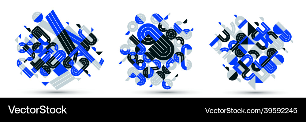 Abstract modern trendy designs set blue geometric Vector Image