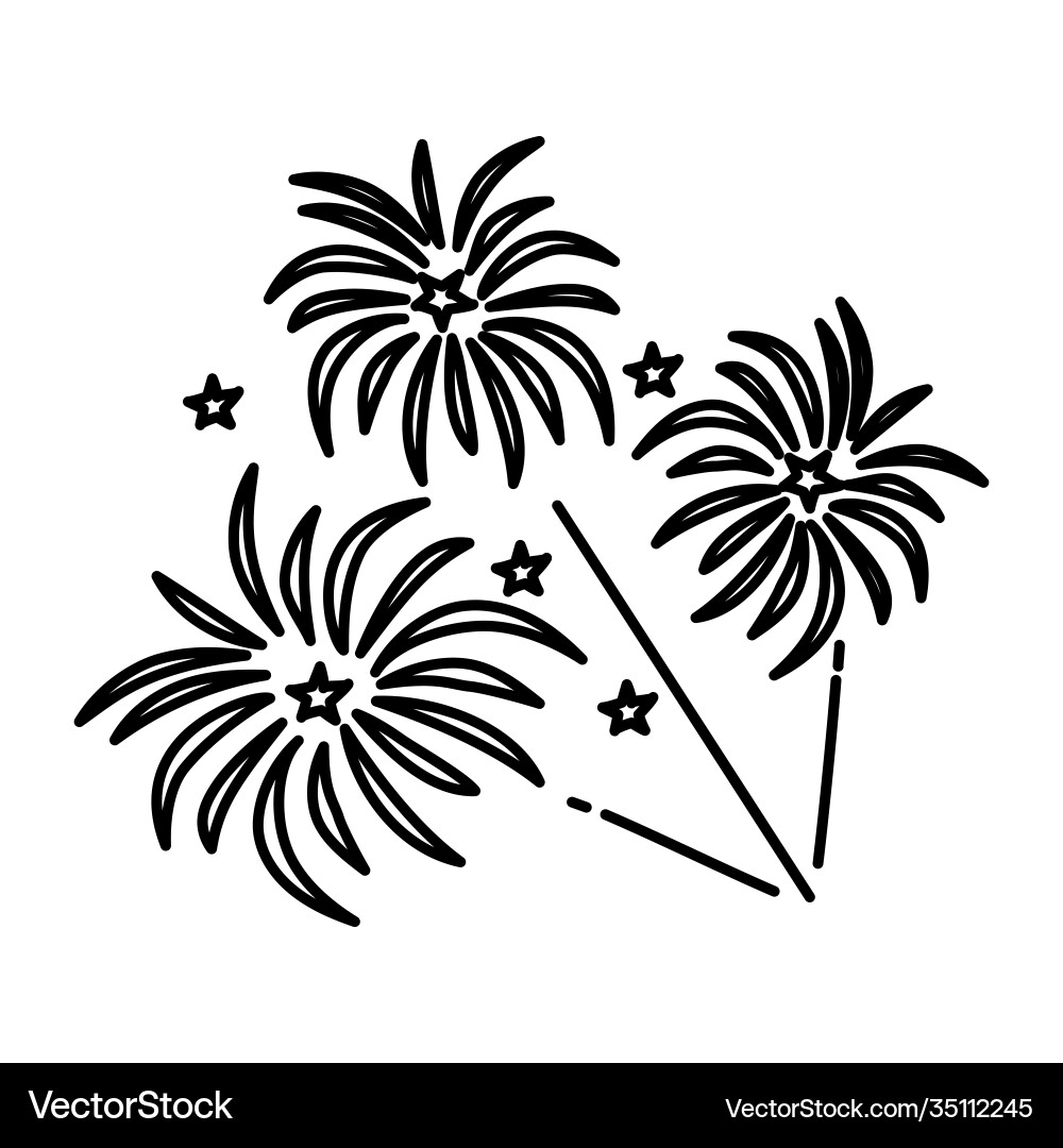 Fireworks icon doodle hand drawn or outline icon Vector Image