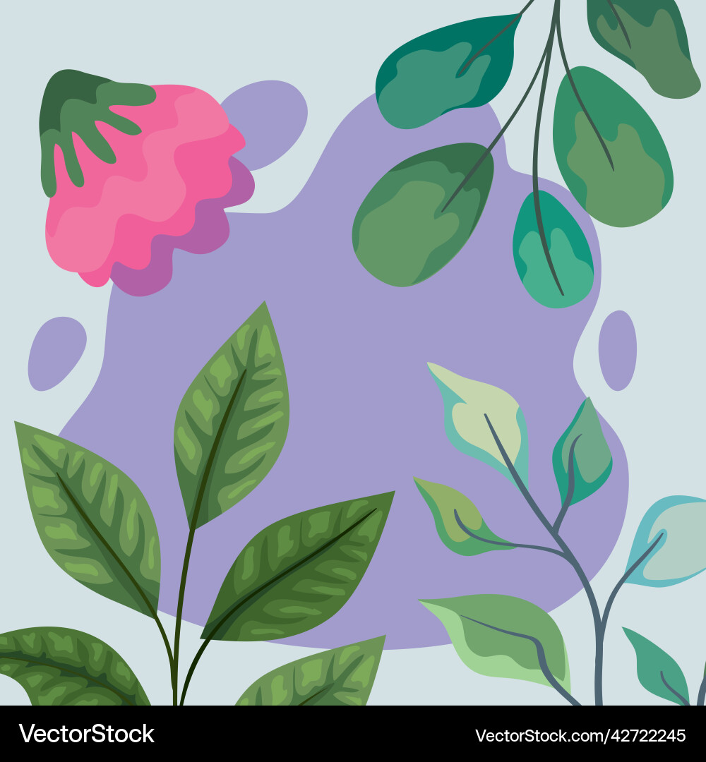 Flowers in purple stain frame Royalty Free Vector Image