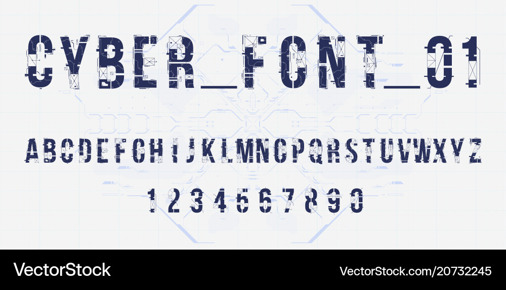 Futuristic font design letters and numbers Vector Image