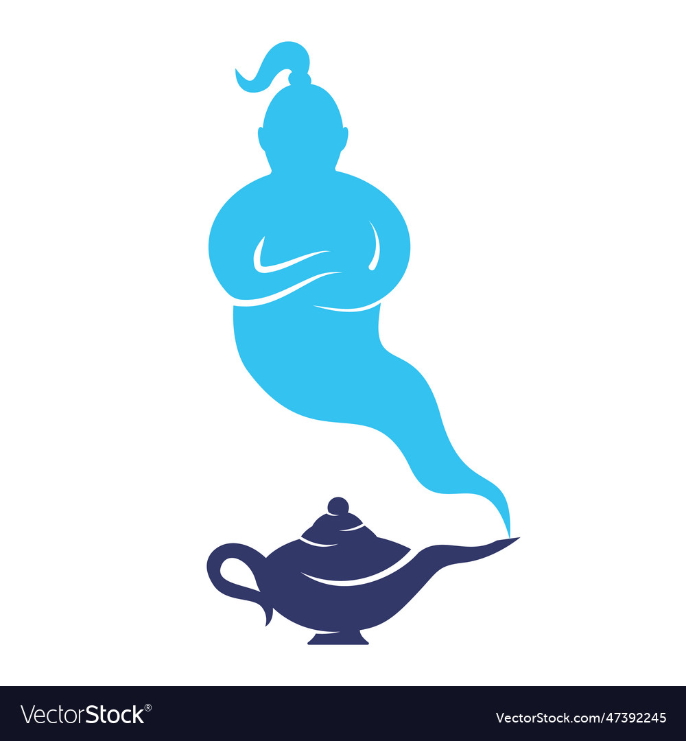 Genie with lamp logo designs Royalty Free Vector Image