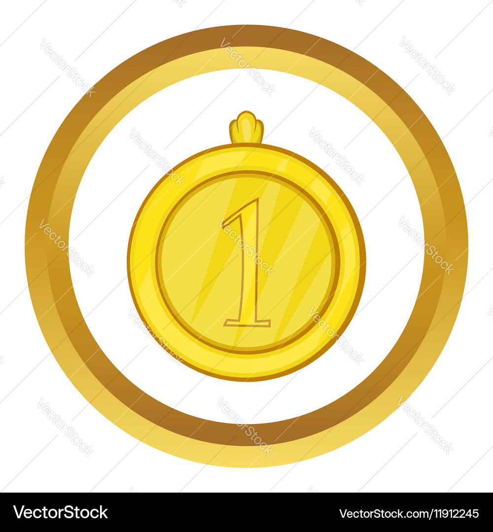 Gold first place medal icon Royalty Free Vector Image