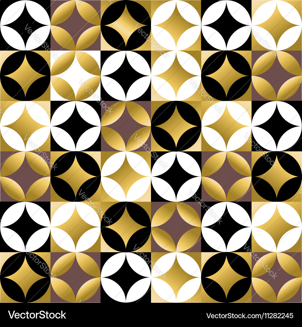 Gold mosaic tile seamless pattern in vintage style