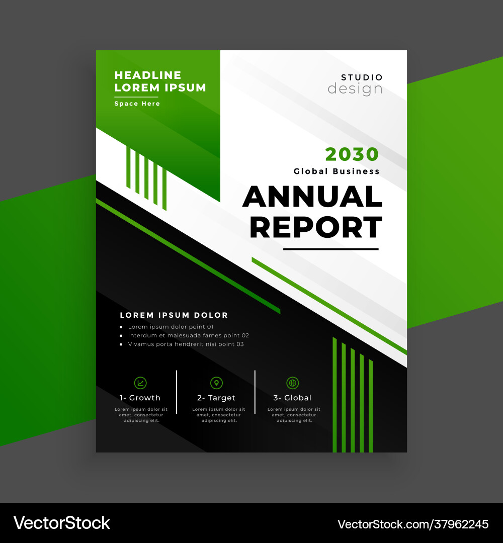 Green geometric annual report template for your Vector Image