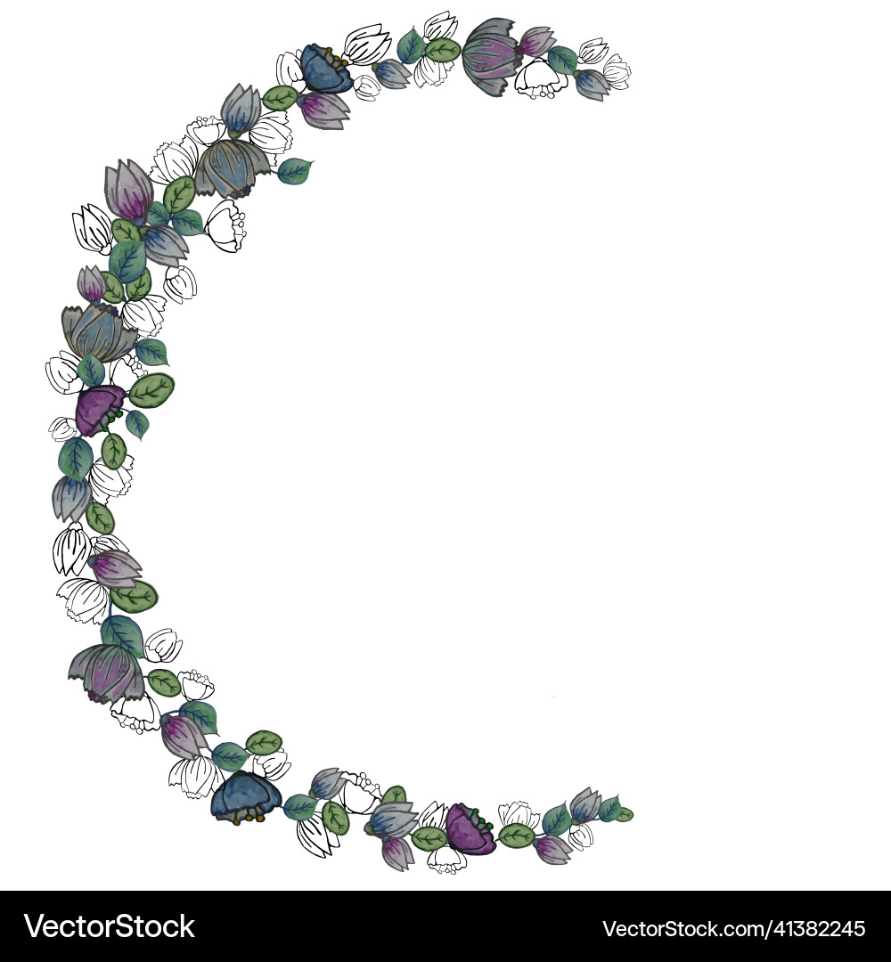 Hand drawn flower wreath frame floral graphic Vector Image