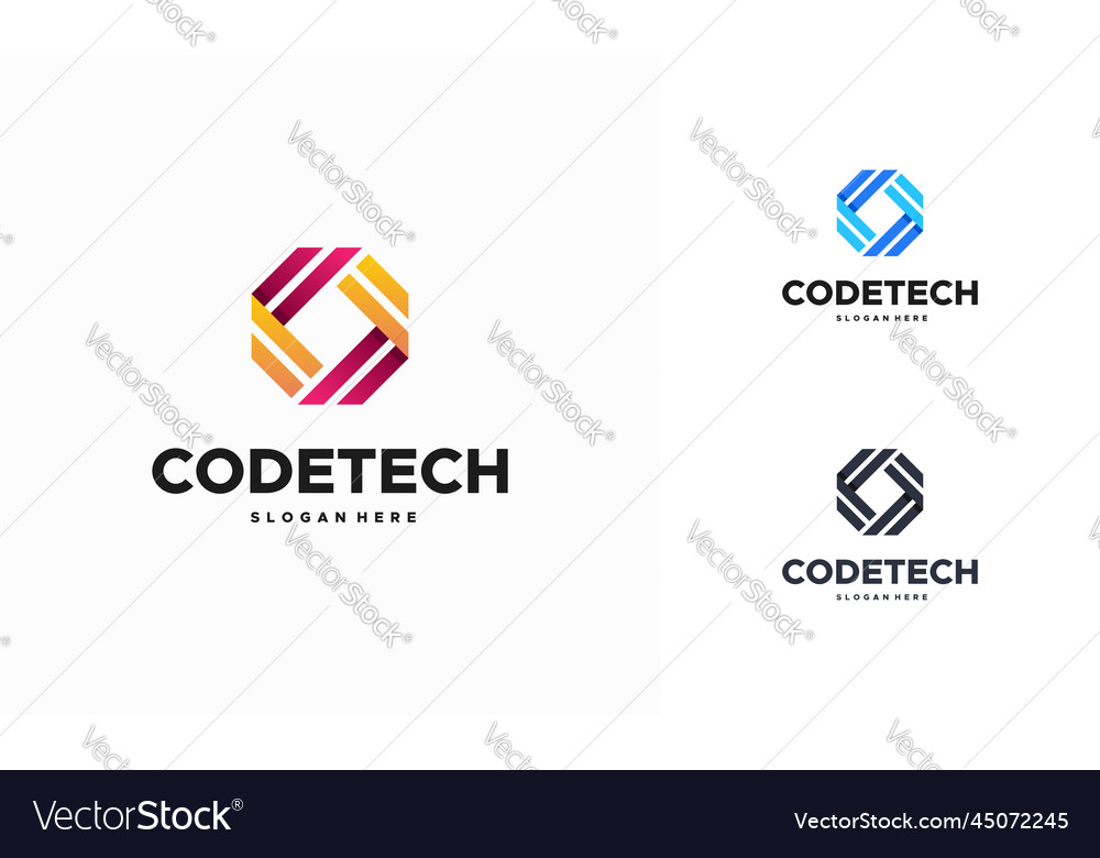 Modern coding logo designs concept programmer Vector Image