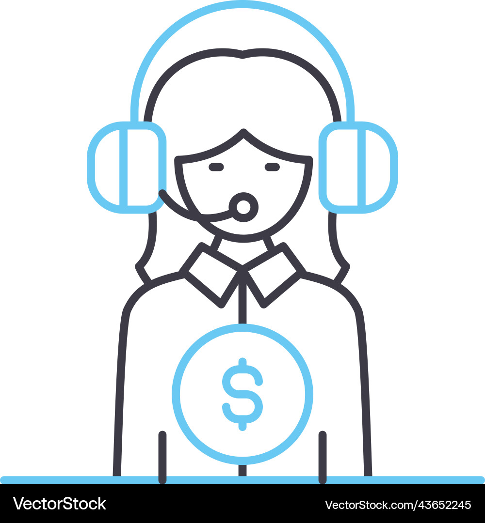 Paid support line icon outline symbol Royalty Free Vector