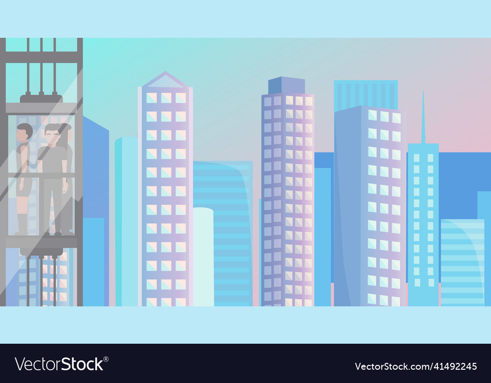 Transparent elevator with passengers inside Vector Image
