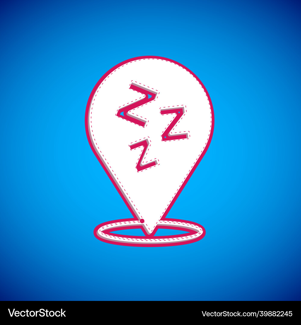 White sleepy icon isolated on blue background Vector Image